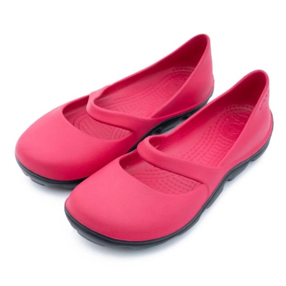 CROCS | Shoes | Crocs Duet Sport Raspberry Pink Mary Janes Ballet Slip ...